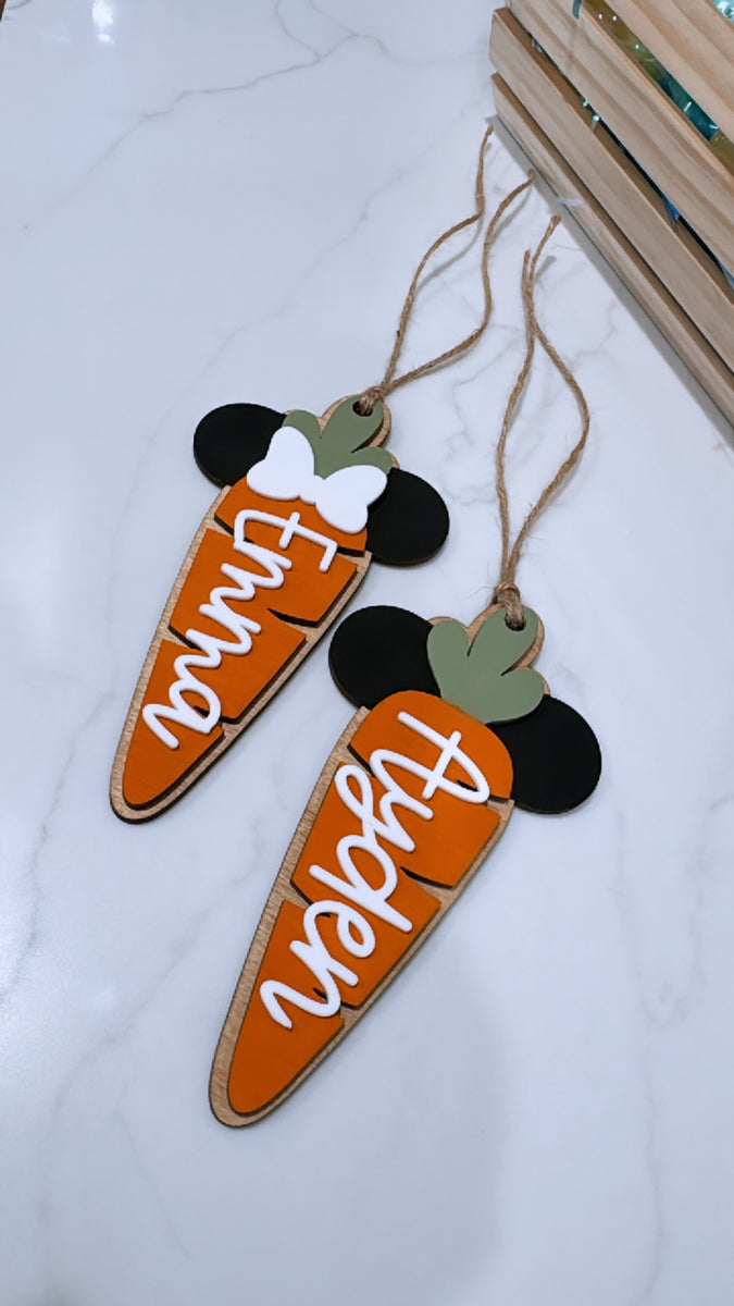 Mouse Carrot Name Tag – Yellow Birch